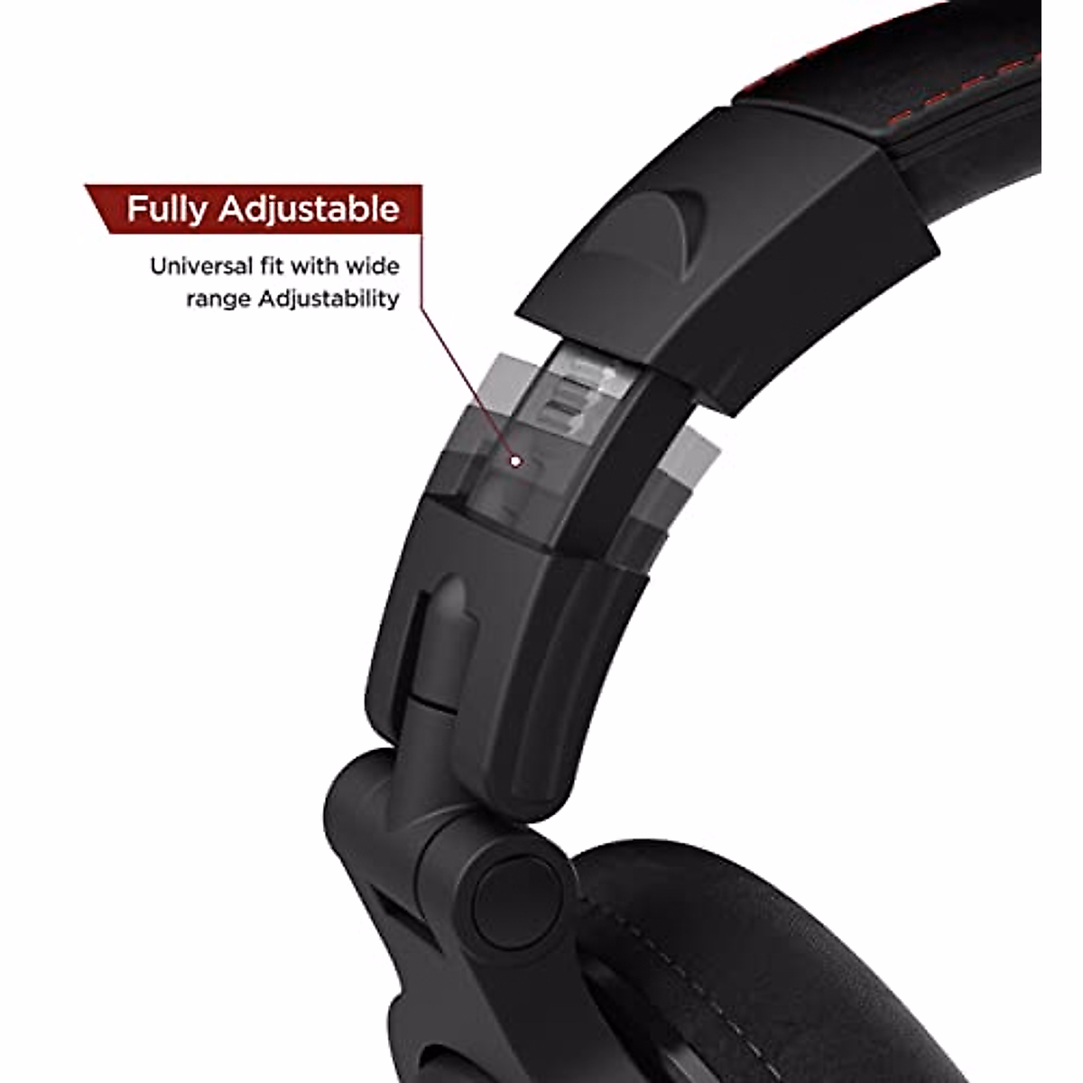 Thore Over Ear iPhone Headphones with Lightning Connector (Apple MFi Certified) – Closed Back Studio DJ Monitor Earphones (50mm Neodymium Drivers) (V200 Black/Red)