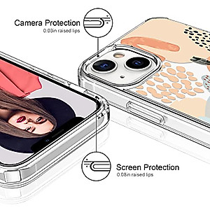 ICEDIO Phone Case for iPhone 14,Hybrid iPhone 14 Case with TPU Bumpers,Back Phone Cover,Raised Bezels,Drop Tested Clear iPhone Case with Screen Protector Multi-Colored Painting Cactus