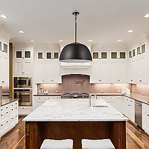 Globe Electric 66006 Warren 1-Light Pendant Light, Matte Black, White Interior, CEC Title 20 LED Bulb Included