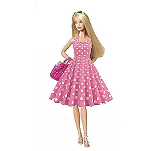 Lchiji Women Pink Gingham Swing Dress Vintage 1950s Cocktail Party Midi Dress Halter Neck Plaid A-Line Dress (Halter 2-Pink, M)