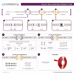 Litcessory 6-Pin to Cut-End Connector for Philips Wiz LED Light Strips (4 Pack, White)