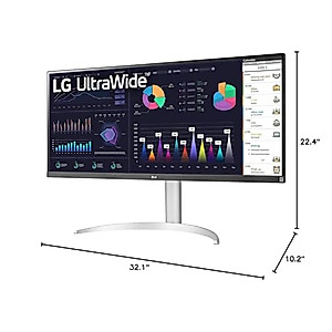 LG 34WQ650-W 34 inch 21:9 UltraWide Full HD 2560 x 1080 100Hz IPS Monitor Bundle with 2X 6FT Universal 4K HDMI 2.0 Cable, Universal Screen Cleaner and 6-Outlet Surge Adapter
