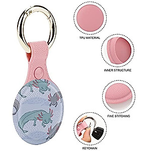 Mexican Axolotls on Sea Printed TPU Case for AirTag with Keychain Protective Air Tag Holder Cover Accessory