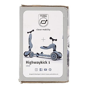 Scoot & Ride 2-in-1 Ride-On & Stand Kids Scooter, Ages 1 to 5, Highwaykick 1, Steel