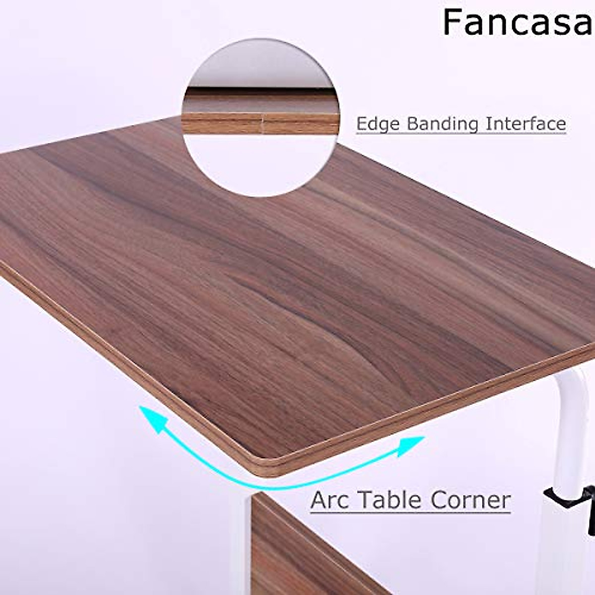 Fancasa Laptop Cart 31.5" Mobile Table Movable Portable Adjustable Notebook Computer Stand with Wheels (Teak)