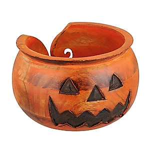 Halloween Decorations Wooden Yarn Bowl Knitting Bowl Large Crochet Yarn Holder YBPMNW Handmade Crocheting Accessories and Supplies Organizer 7 x 4"