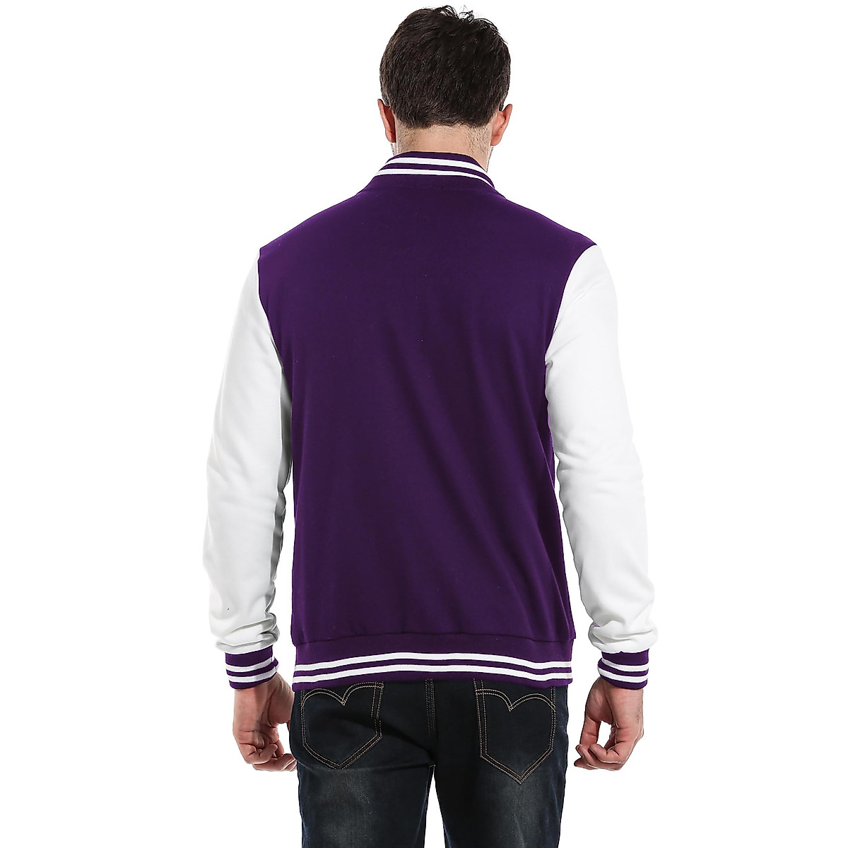COOFANDY Men's Stylish Varsity Jacket Plain Baseball Jacket Casual Letterman Jacket