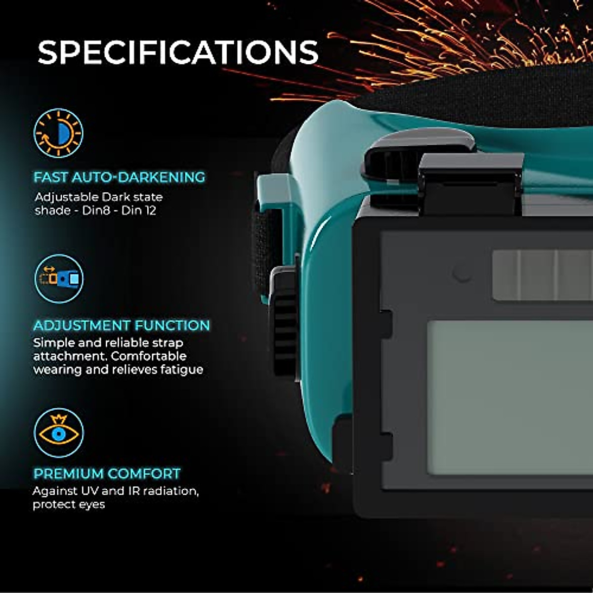 SPARGOS Welding Goggles Glasses Auto Darkening Solar Welders Helmet Eyes Gas Torch Cutting Flip Up Lens Eye Protection