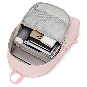 abshoo Lightweight Casual Unisex Backpack for School Solid Color Boobags (Light Pink)