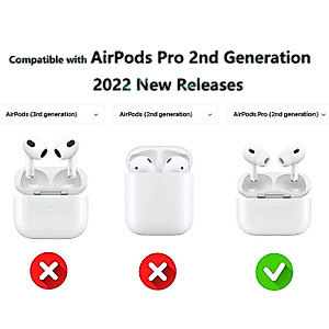 AirPods Pro Case Compatible with Apple AirPods Pro 2nd/1st Generation, Silicone Protective Cover with Keychain Front LED Visible, Black