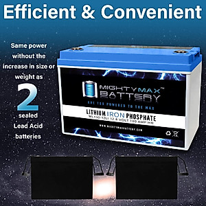 Mighty Max Battery ML100-12LI - 12 Volt 100 AH Deep Cycle Lithium Iron Phosphate (LiFePO4) Rechargeable and Maintenance Free Battery (1 Pack)