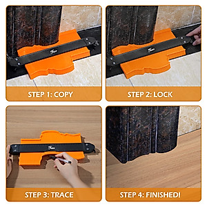 Contour Gauge Duplicator with Lock, Widen Shape Duplication Gauge Tool 5”& 10”, 2 Pack Master Outline Measuring Plastic Ruler for Corners, Woodworking Templates, Tiles and Laminate