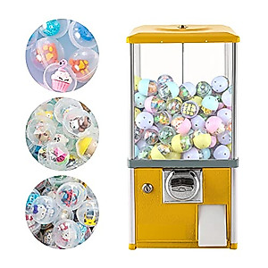 Vending Machine, Premium Yellow Candy Gumball Machine - 21-Inch Height, High Capacity Coin-Operated Vending Device for 1.77-1.97 Inch Gadgets - Ideal for Game Stores and Retail Businesses