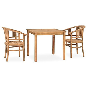 qiangxing 3 Piece Patio Dining Set Outdoor Patio Dining Set Outdoor Patio Furniture Patio Set Patio Table and Chairs Set Solid Teak Wood 3060002