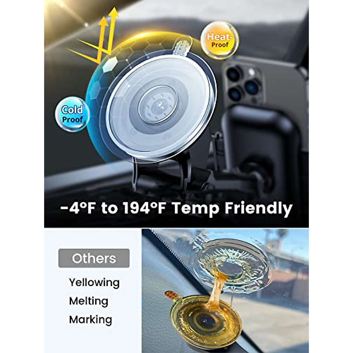 VICSEED Upgraded Phone Mount for Car - Anti-UV & No Melting Suction Cup - Long Arm Car Phone Holder Mount - Dashboard Vent Windshield Cell Phone Holder Car for iPhone 14 Pro Max Plus 13 All Mobiles