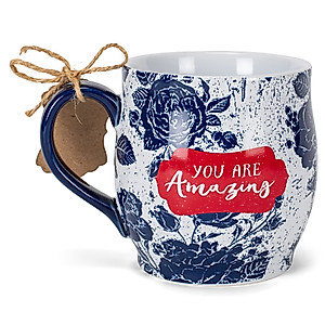 Lighthouse Christian Products You Are Amazing Midnight Blue Floral 13 Ounce Ceramic Mug