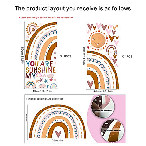 Rainbow Wall Decals You are My Sunshine Boho Wall Stickers for Kids Room Decor,Boho Classroom Decor Inspirational Wall Decals for Girls Bedroom Removable Easy Paste Rainbow Nursery Decor