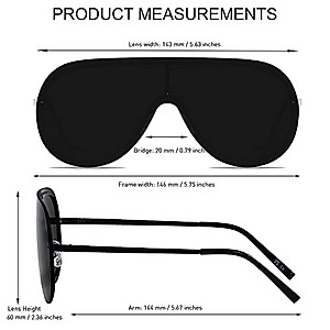 LYZOIT Rimless Oversized Aviator Sunglasses for Women Men Flat Top Shield Frameless Sun Glasses Super Dark Black Shades sensitive eyes