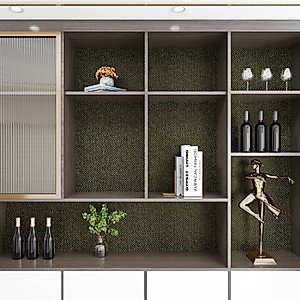 17.7''x236'' Black Grasscloth Peel and Stick Wallpaper Black Textured Wallpaper Linen Fabric Contact Paper Modern Geometric Wallpaper Black Gold Wall Paper Vinyl Film for Cabinets Countertops Walls