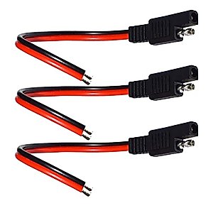 Faoyliye 14AWG SAE Connector Extension Cable,(3Pack) SAE Connector Plug 2 Pin SAE Single Plug Quick Connector Disconnect Plug,SAE Automotive Extension Cable, Solar Panel SAE Plug- 30cm/1ft (14AWG)