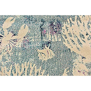 Unique Loom Positano Collection Coastal Modern Coral Lobster Shells Light Blue Area Rug (4' x 6')