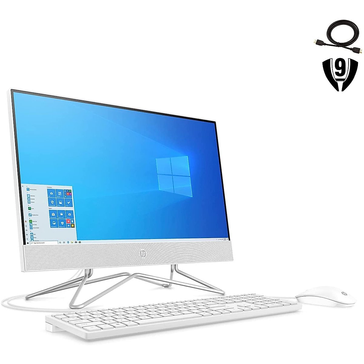 HP 22-Inch Full HD WLED All-in-One PC, Intel Celeron G5900T Dual-Core Processor, 16GB DDR4 RAM, 512GB PCIe NVMe M.2 SSD, Webcam, DVD-RW, Mouse & Keyboard Combo, Windows 10 Home, White