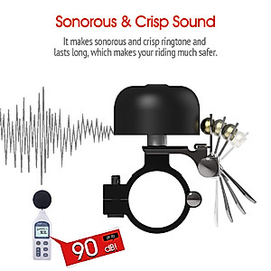 Bike Bell, Brass Bicycle Bell with Loud Long Sound Ringer for Adults and Kids, Road Bike and Mountain Bike Handlebars Cycling Accessories, Left and Right Hand Use