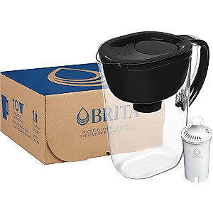 Brita Large Water Filter Pitcher for Tap and Drinking Water with SmartLight Filter Change Indicator + 1 Standard Filter, Lasts 2 Months, 10-Cup Capacity, Black
