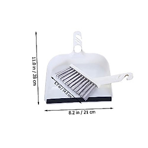 Unomor 1 Set White Brush Plastic Dust Pan Broom Brush Cleaning Accessory Broom with Dustpan Cleaning Tool