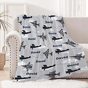 Custom Airplane Baby Blanket Soft Flannel Fuzzy Warm Plush Lightweight Throw for Bed Couch Sofa Camping Good Gift for Kid Boy Girl Teen 30''x 40'' for Pets