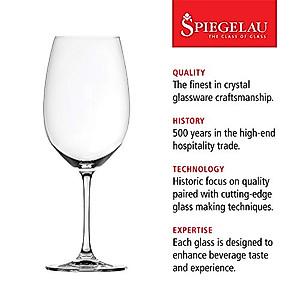 Spiegelau Salute Bordeaux Wine Glasses - (Clear Crystal, Set of 4 Red Wine Glasses)