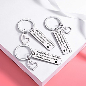 Nzztont Coworker Leaving Gifts for Colleague Friends Boss Goodbye Farewell Gifts Going Away Thank You Keychains (Style - Be proud of the work you do(3PCs))