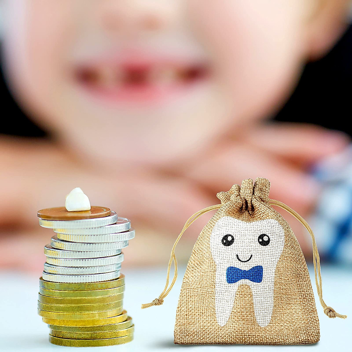 Tooth Fairy Bag Pouch for Boys and Girls to Place Under Pillow Milk Teeth Container Box for Toothfairy Tooth Holder Keepsake Gift for Kids Children Baby Shower Birthday (Blue Style)