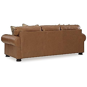 Signature Design by Ashley Carianna Classic Leather Match Sofa with Nailhead Trim, Dark Brown