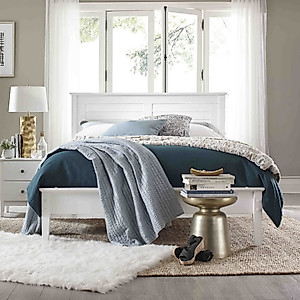 Grain Wood Furniture Greenport Solid Wood Platform Bed, Queen Size, Brushed White