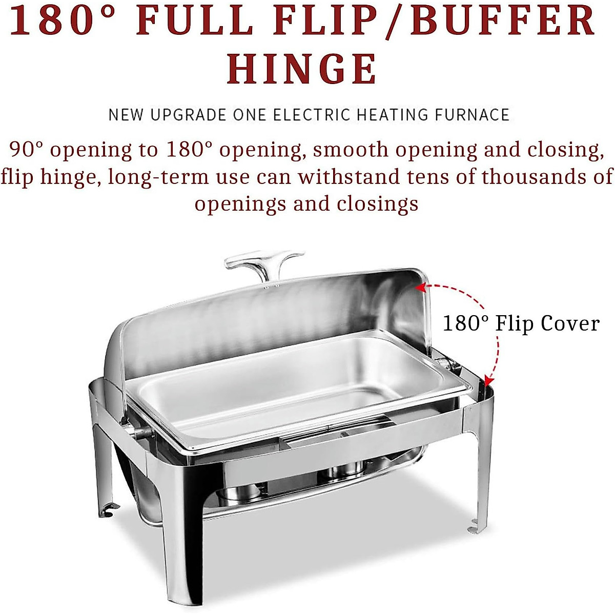 FLTRGO Chafing Dish Set, 9L Stainless Steel Buffet Trays Food Server with Fully Retractable Roll Top Lid, for Restaurant Catering Parties Weddings Picnics,Invisible