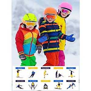 SATINIOR 6 Pairs Kids Winter Snow Mittens Waterproof Warm Ski Gloves Unisex Gloves for Cold Weather Children (for 6-12 Years)