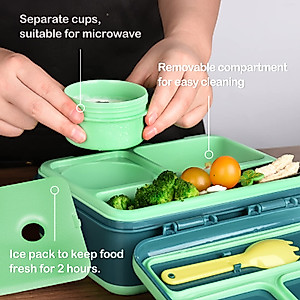 Genteen Lunch Box Kids with Ice Pack Bento Box with Leak Proof Food Cup & Removable Compartment for Meals and Snacks,Toddler Lunch Box for Daycare, School,Ideal On the Go for Boys Girls BPA Free