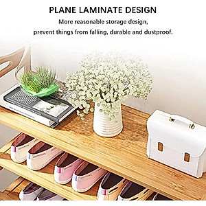 FEACM Bamboo Shoe Rack, 3-Tier Shoes Storage Organizer, Shoe Shelf for Entryway Boots Closet Free Standing Doorway, 70 x 25 x 51cm