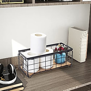 TIEYIPIN [2 Set] Small Metal Wire Storage Basket (Brown) & Toilet Tank Basket (Black)