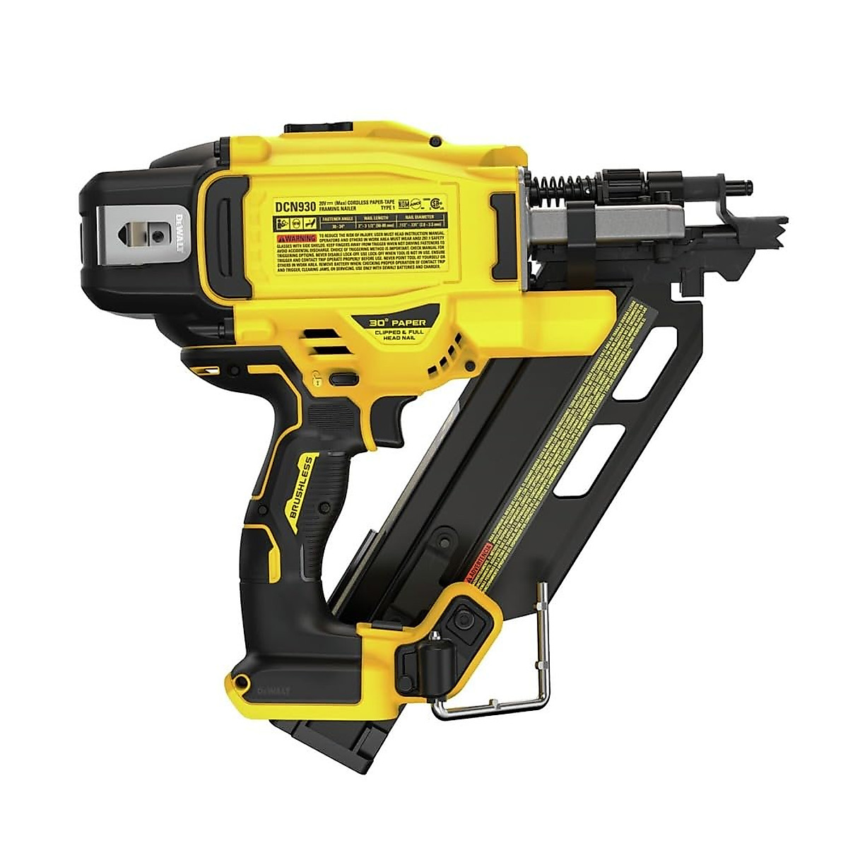 Dewalt DCN930B 20V MAX Brushless Lithium-Ion 30-Degree Cordless Paper Tape Framing Nailer (Tool Only)