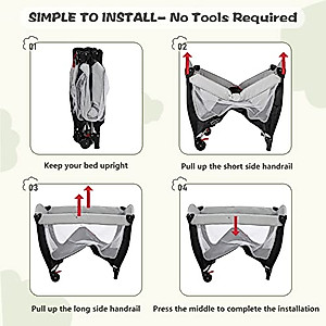 Kinder King 4 in 1 Portable Pack n Play, Baby Nursery Center Playard w/Bassinet, Large Playpen for Infant and Toddler, Newborn Changing Table, Adjustable Canopy, Storage Basket, Travel Bag, Black