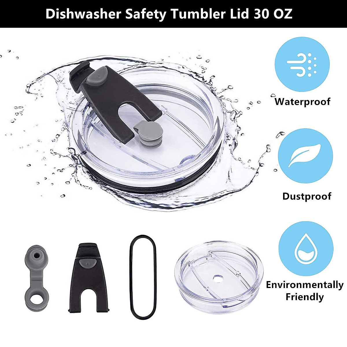 JXJYZLN Replacement Tumbler Lids Spillproof 30 oz, Plastic Splash Resistant Lids Covers Spill Proof Tumbler Lid Cup Covers,Stainless Steel Tumbler Travel Cup Yeti,Ozark Trails (Yizhiling Trading)