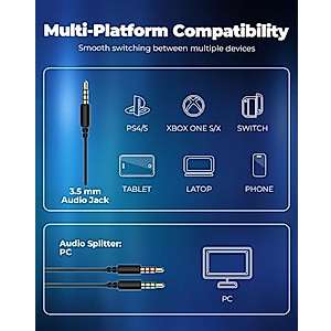 havit H2002d Gaming Headsets for PS4,PC, 50MM Drivers Surround Sound PS5 Headset with Mic Gaming Headphones with Mic Durable Aluminum Frame Valentines Gifts for Men