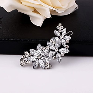Goledwedy Crystal Flower Bridal Hair Clips(2 packs) Rhinestone Wedding Hair Clips For Brides