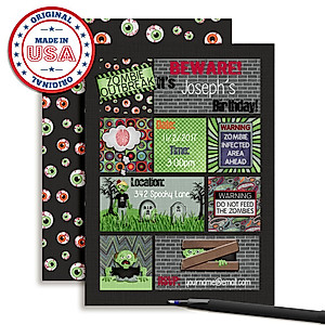 Zombie Outbreak Halloween Birthday Party Invitations, 20 5x7 Fill In Cards with Twenty White Envelopes by AmandaCreation