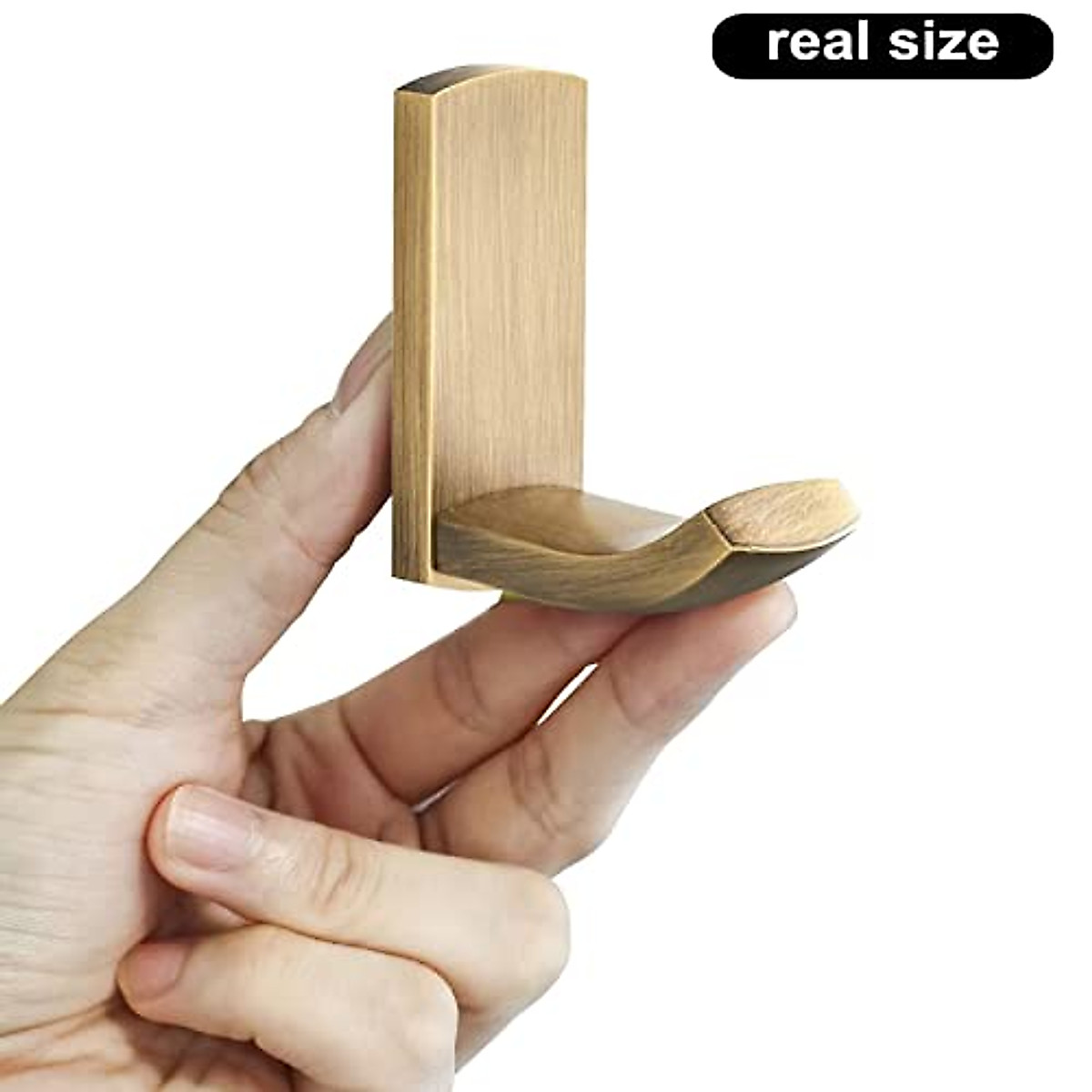 BigBig Home Brass Towel Hook, Gold Coat Hook Bathroom Robe Hooks Antique Clothes Hanger Wall Hook Kitchen Wall Mount 2 Pack