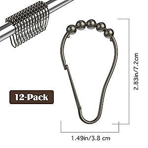 Lewondr Shower Curtain Hooks, Decorative Glide Rings Hooks Shower Curtain Rings for Bathroom Shower Hanging Rods Liner, Set of 12, Bronze