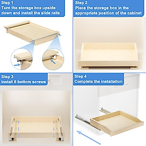 LOVMOR Single Pull Out Cabinet Organizer 28½”W x 21”D, Soft Close Slide Out Drawer Storage Shelves for Kitchen, Wood Cabinet Shelf Pull-Out Organizer Storage for Base Cabinets