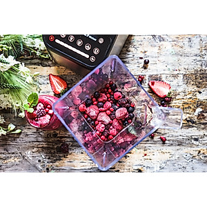 Blendtec Designer 725 Blender with WildSide+ Jar (90 oz), Professional-Grade Power Self-Cleaning, 6 Pre-Programmed Cycles, 100-Speeds, Sleek and Slim, Stainless Steel, /Black